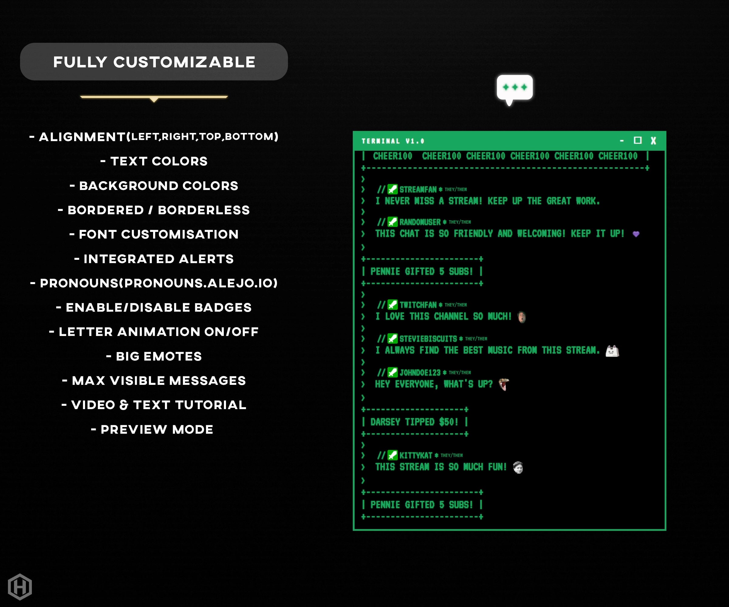 Hacker Terminal Chat Widget: Twitch & Streamelements Alerts - Etsy