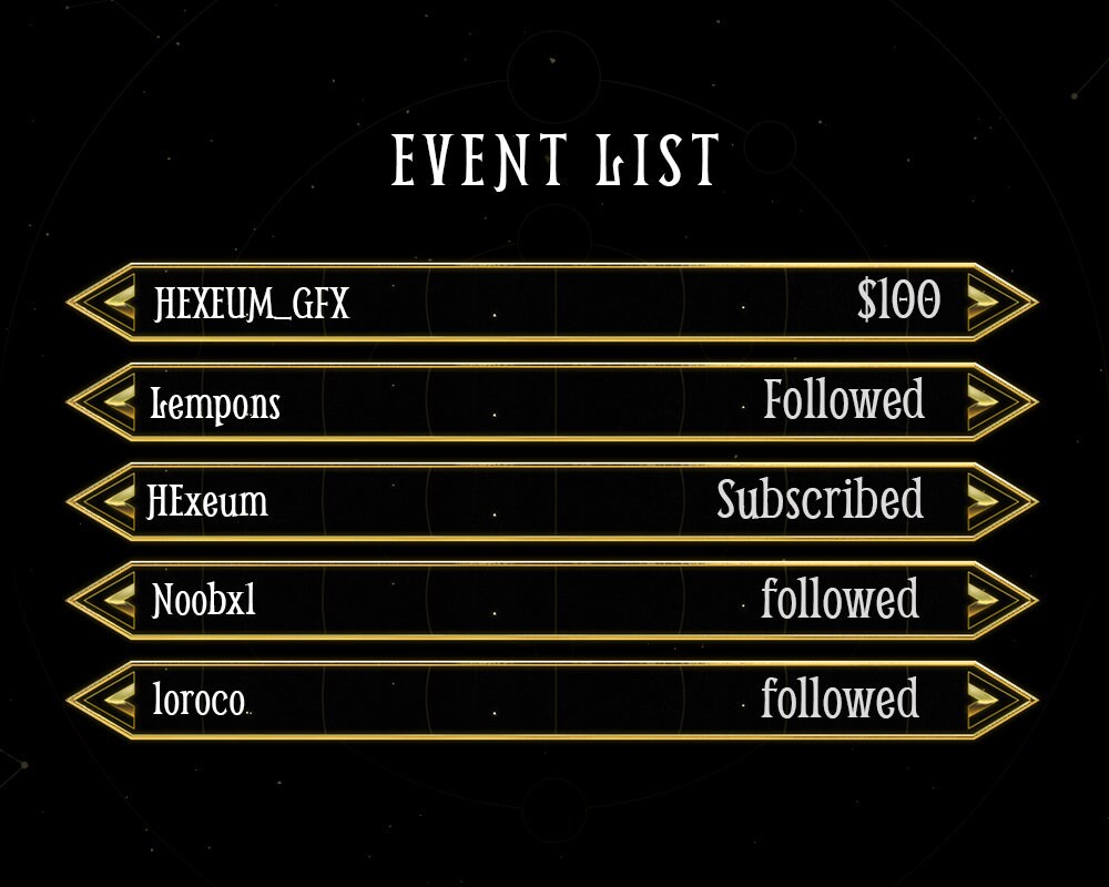 Gold Celestial Stream Widgets for Streamlabs, Streamelements & OBS Twitch Alerts Chatbox Event ...