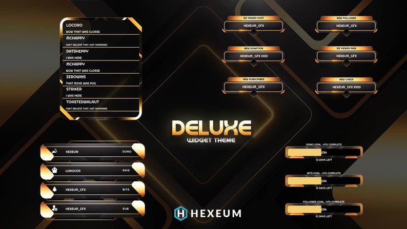 3D Gold | Animated Twitch Overlay : Webcam, Screens, Panels, Alerts ...