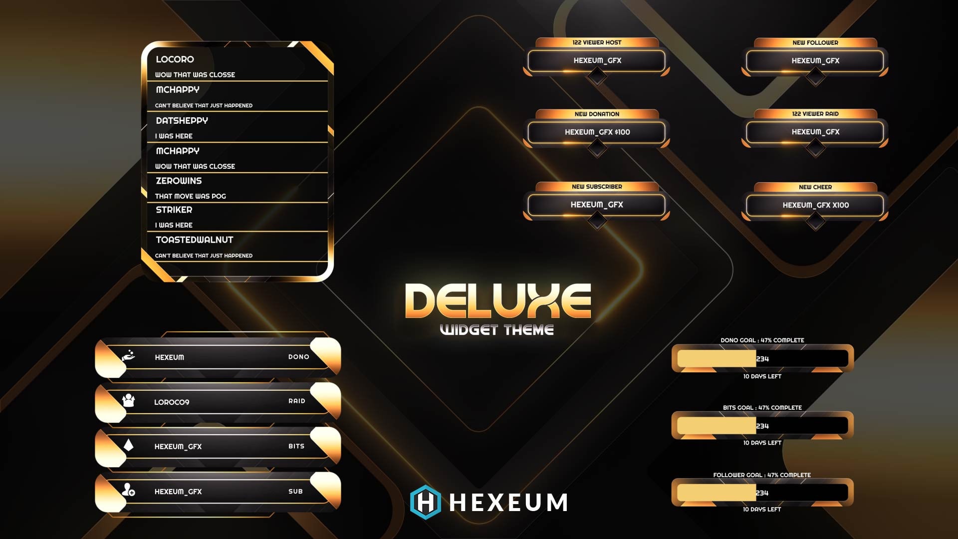 3D Gold | Animated Twitch Overlay : Webcam, Screens, Panels, Alerts ...