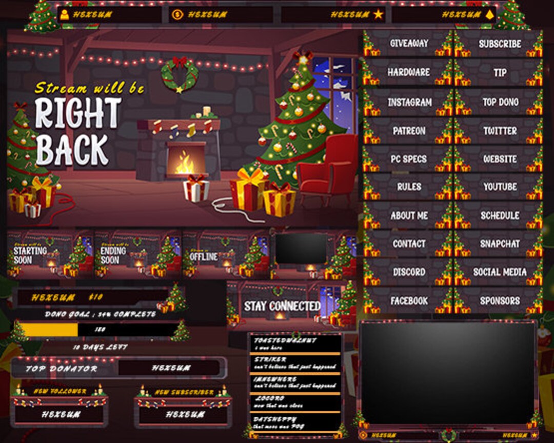 Cozy Christmas Twitch Overlay/festive/twitch Set/panels/transition ...