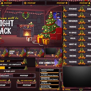 Cozy Christmas Twitch Overlay/festive/twitch Set/panels/transition ...