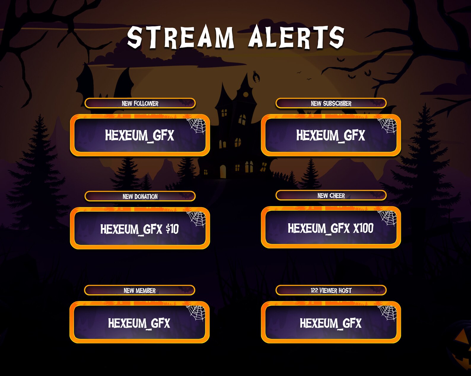 Halloween Twitch Overlay Package for Obs/spooky/purple/orange/creepy ...