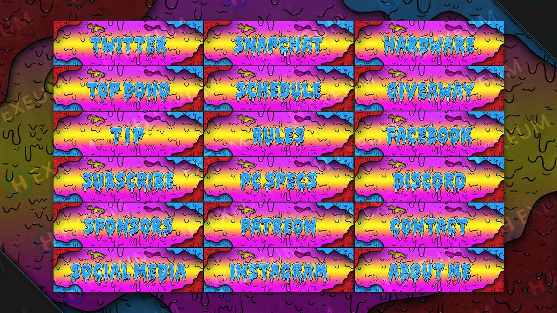 Multicolored Trippy Twitch Overlay Package : Webcam, Screens, Panels ...