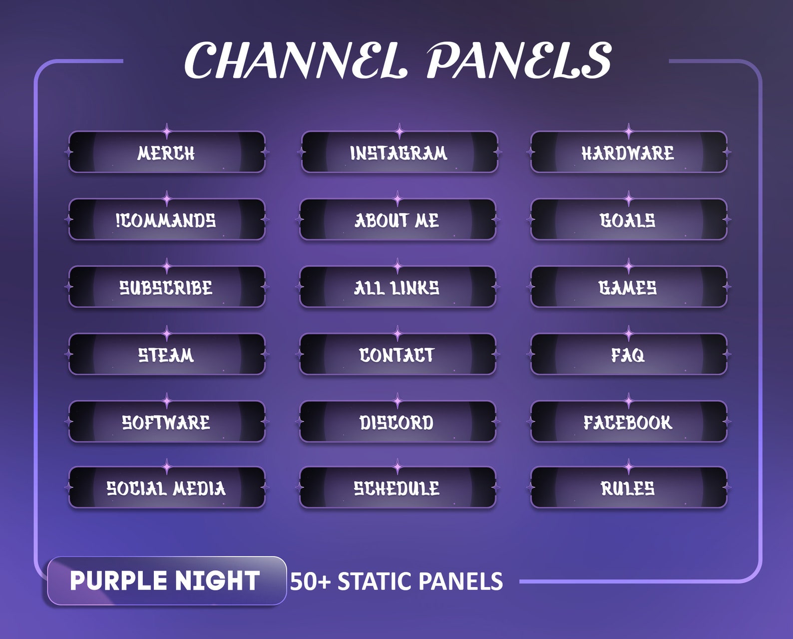 Purple Night Panel Package/transition/stream Overlay/panels/girly/cute ...