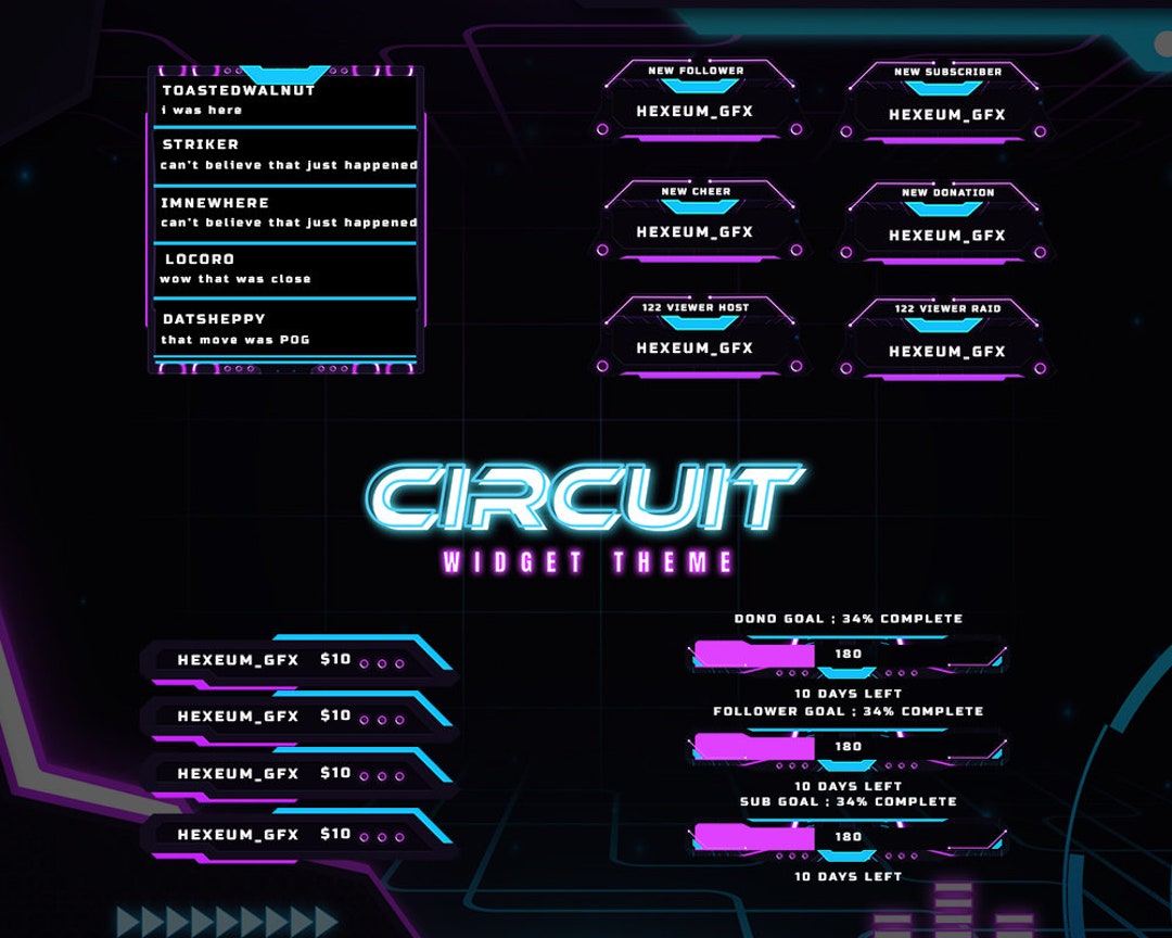Neon Blue and Purple Streamlabs Widgets | Streamelement Widgets ...