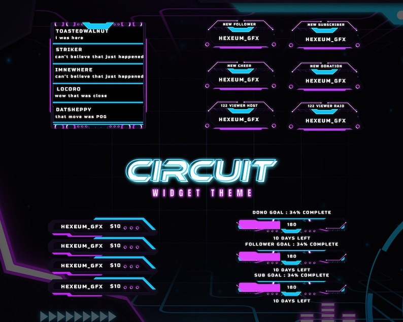 Neon Blue and Purple Streamlabs Widgets Streamelement - Etsy