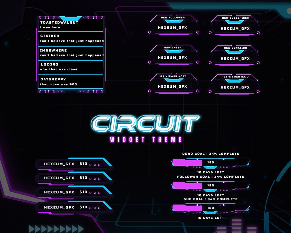 Neon Blue and Purple Streamlabs Widgets | Streamelement Widgets ...