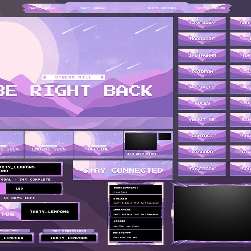 Retrowave Twitch Overlay Package : Webcam Screens Panels - Etsy