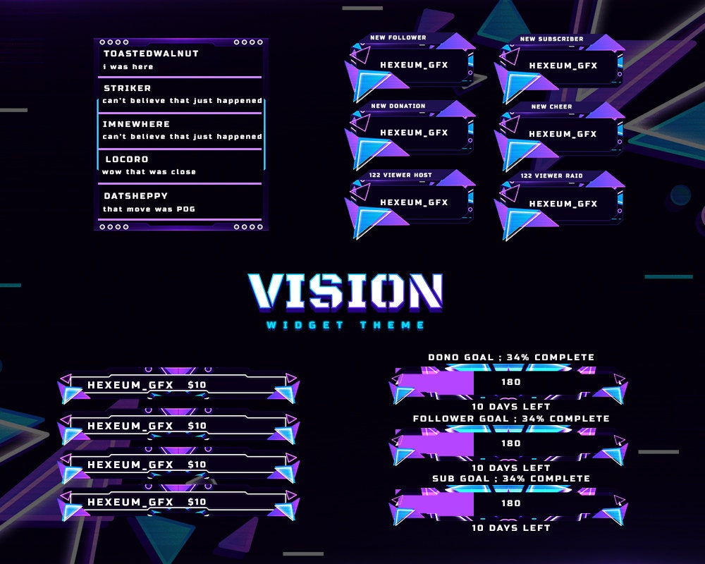 Blue and Purple Streamlabs Widgets Streamelement Widgets Twitch Alerts ...