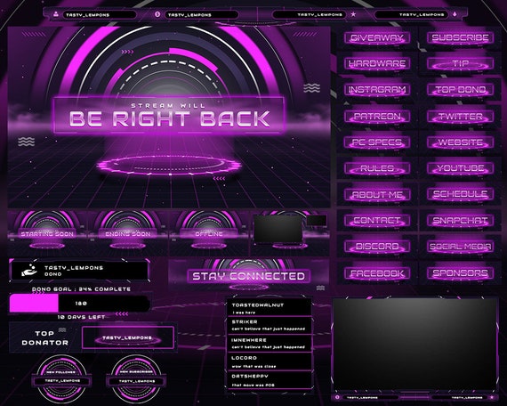 Epic Purple Stream Overlay Package : Webcam Screens Panels - Etsy