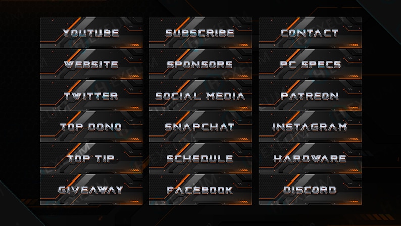 Orange Twitch Overlay Package for Obs/tarkov/fps/tactical/metallic/ - Etsy