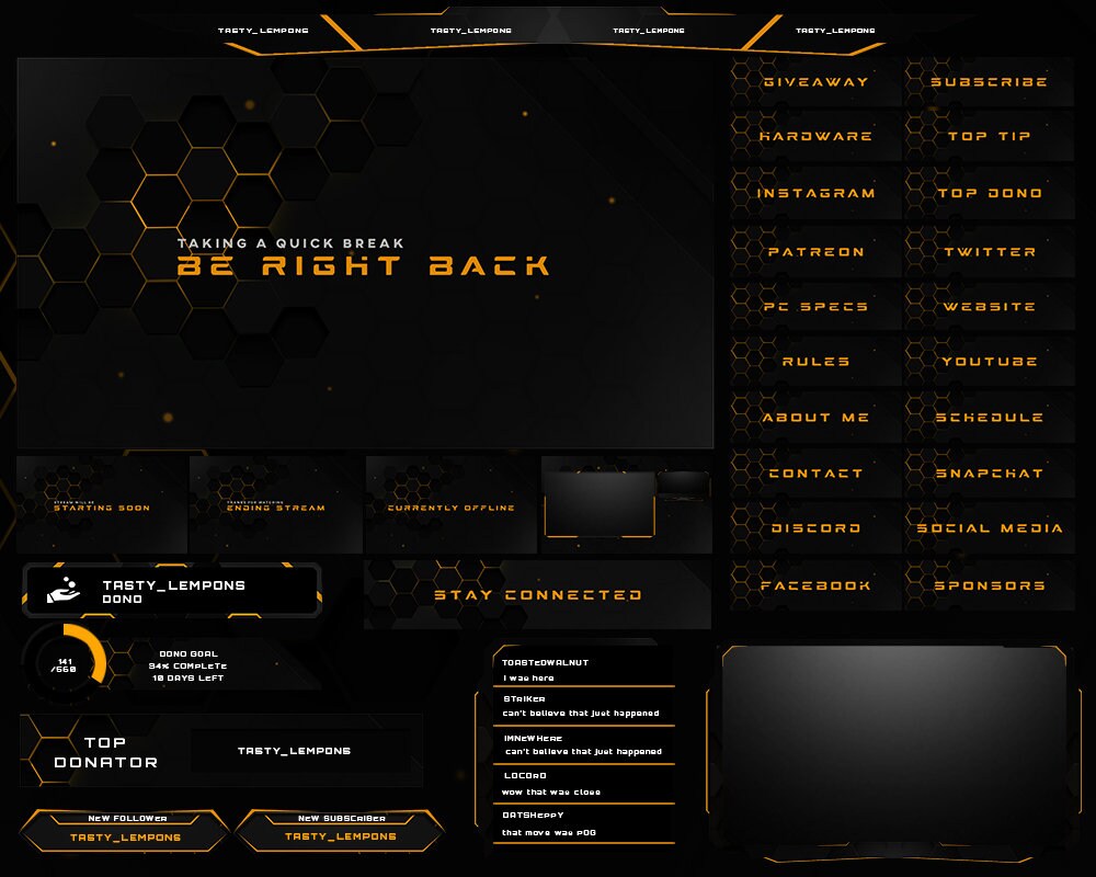 Futuristic Animated Twitch Overlay Package : Webcam, Screens, Panels ...