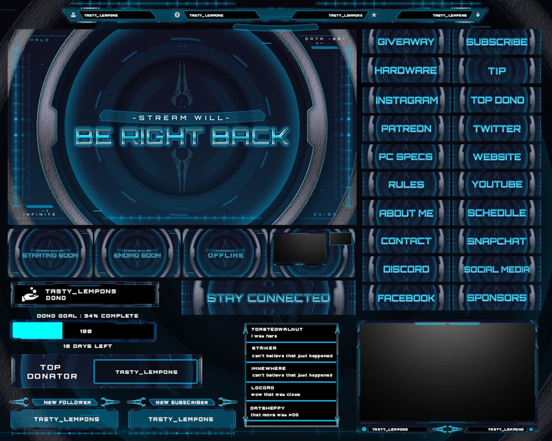Halo Futuristic Animated OBS Overlay Package - Etsy