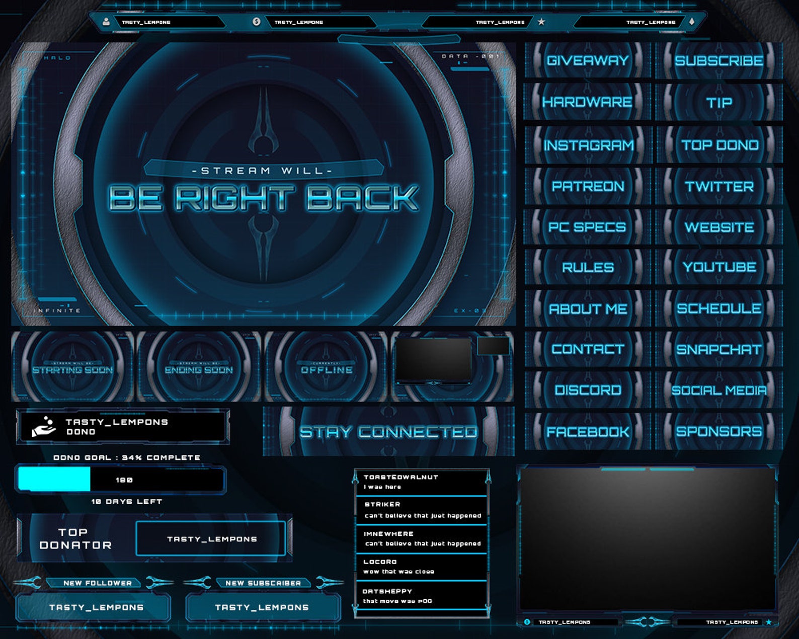 Halo Futuristic Animated OBS Overlay Package - Etsy