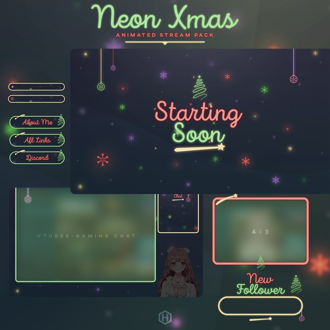 Neon Christmas Stream Package/transition/panels/twitch Set/stream ...