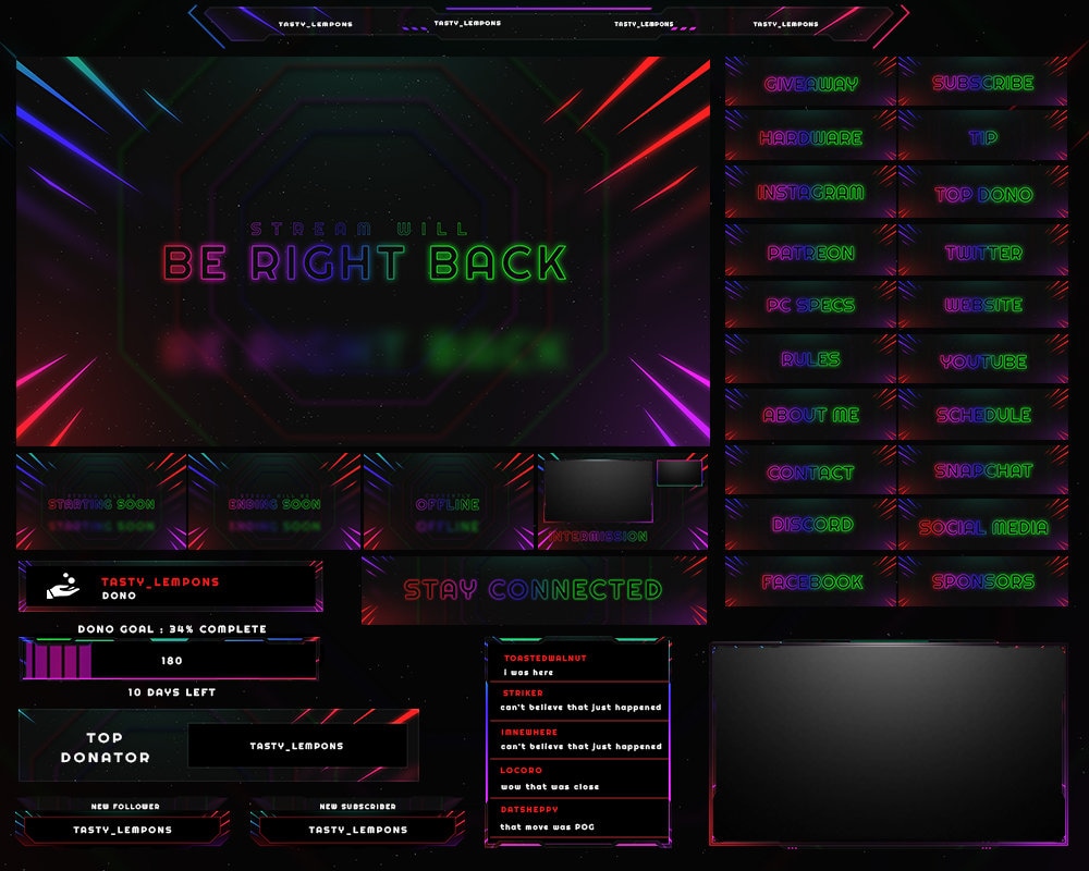RGB Twitch Overlay Package for OBS - Etsy