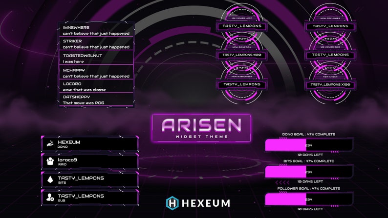 Epic Purple Stream Overlay Package : Webcam, Screens, Panels, Alerts ...