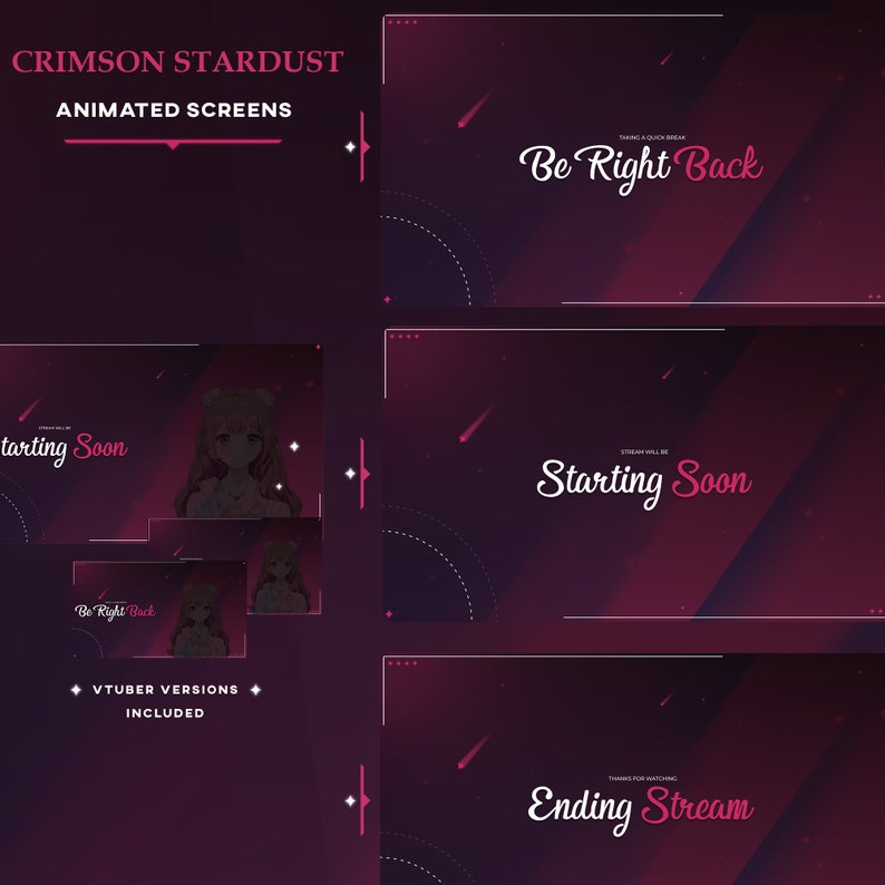 Crimson Stardust Screens Package/dark Red/twitch Set/dark Theme/unique ...