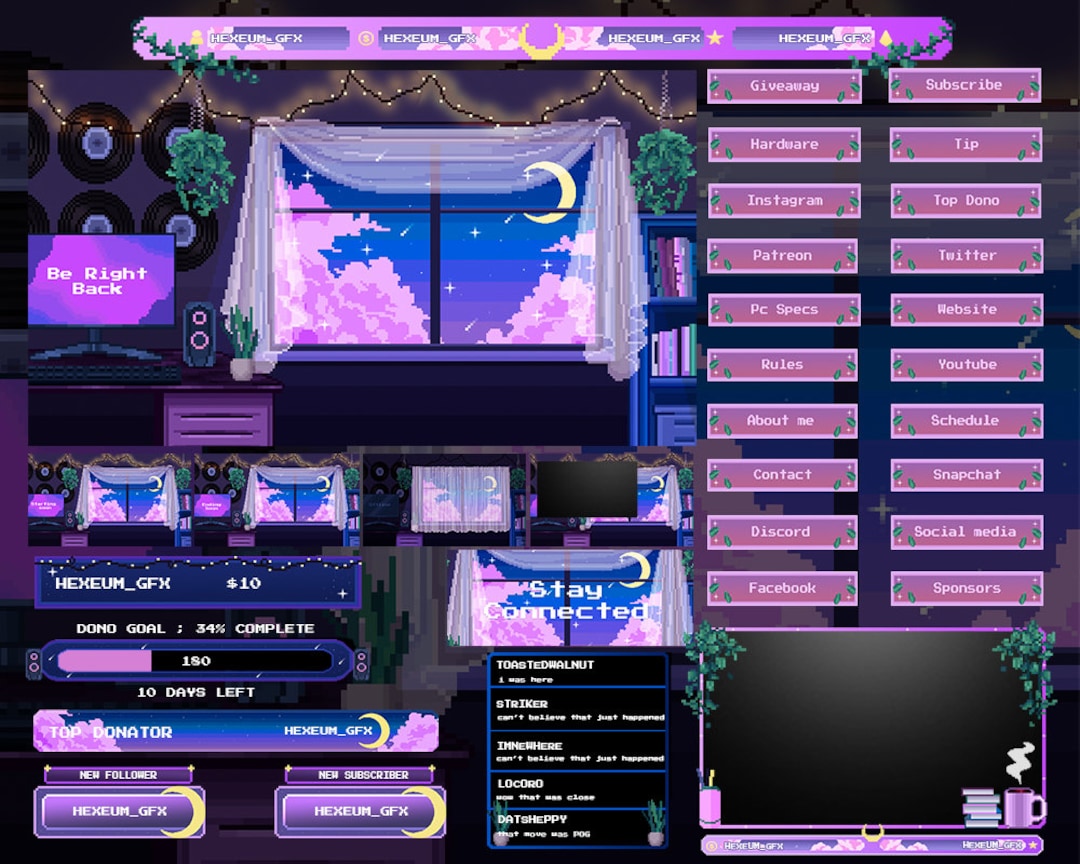 Pixel Twitch Overlay Package for Obs/cute/aesthetic/retro/lofi/calm ...