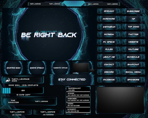 Vibrant Blue & Purple Animated Twitch Overlay Package : - Etsy