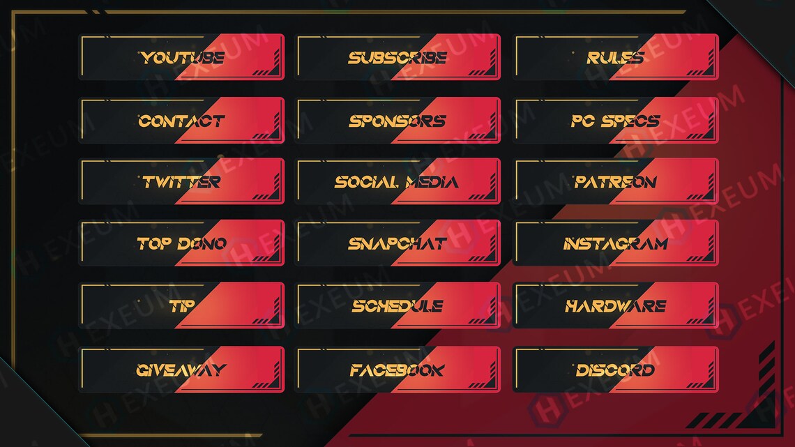 Striking Red & Black Animated Twitch Overlay Package : Webcam, Screens ...