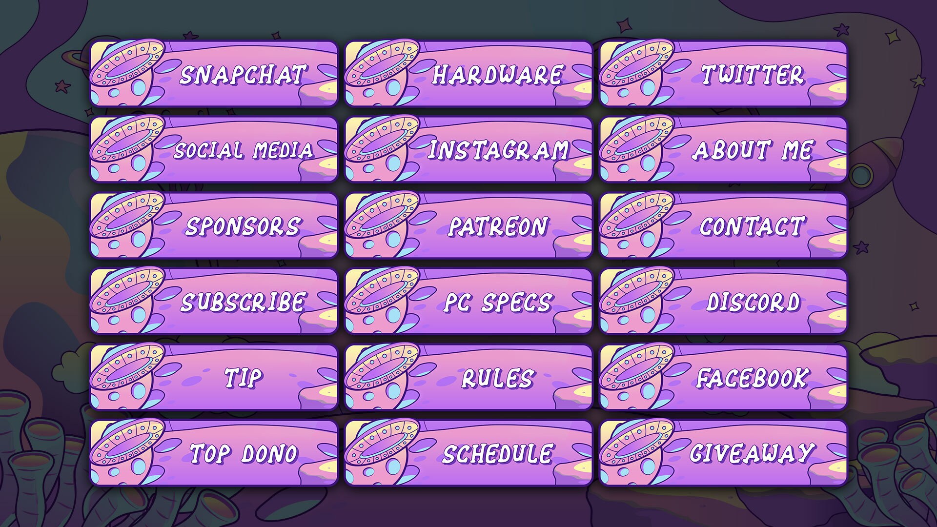 Trippy Space Animated Twitch Overlay Package for Obs/galaxy/alien/mars ...