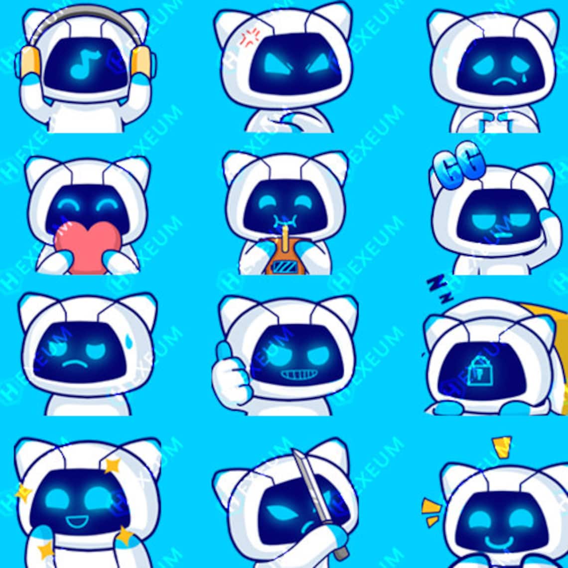 Cute Robot Emotes Custom Twitch Emotes Pack - Etsy