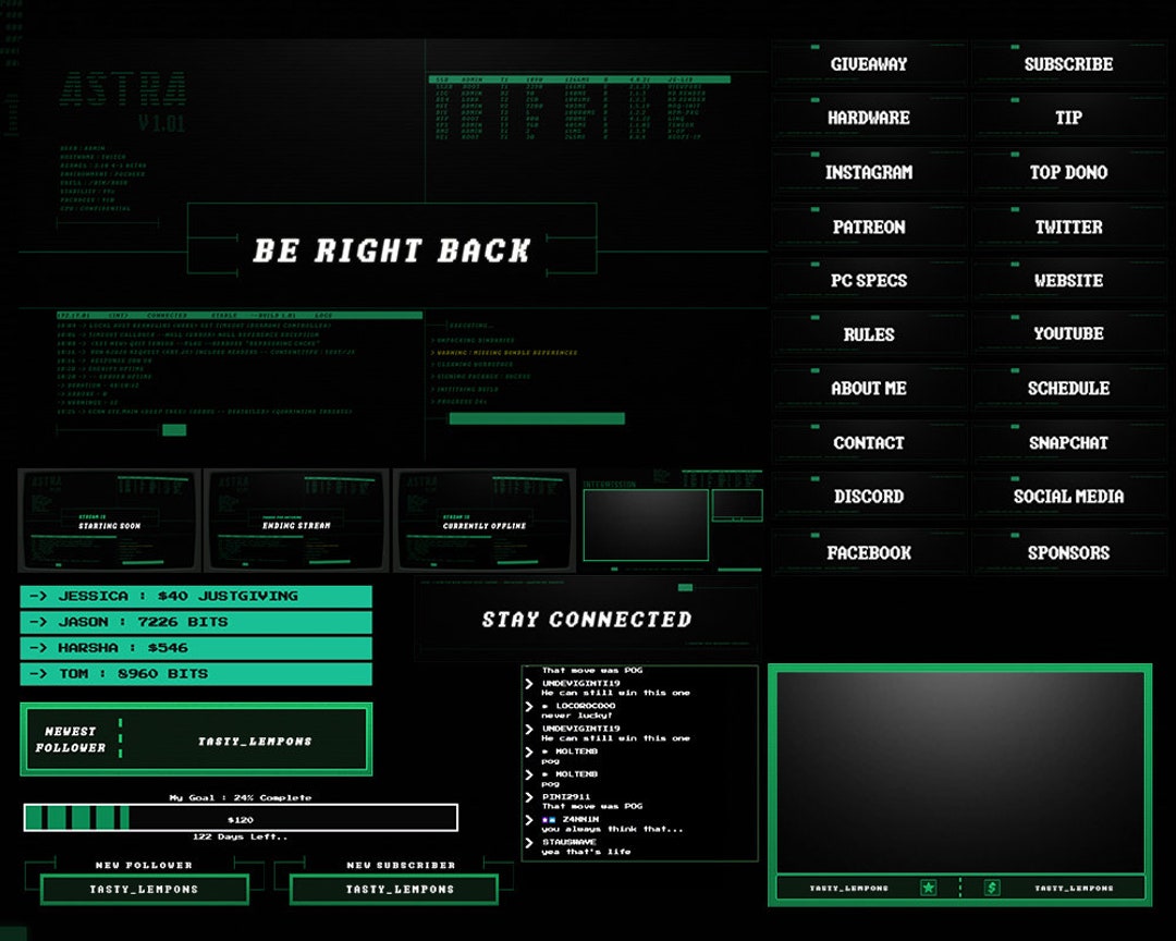 Hacker Twitch Overlay Package for Obs/retro/computing/terminal/fallout ...