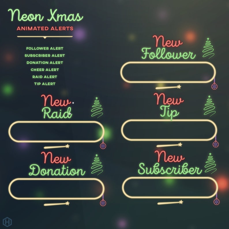 Neon Christmas Animated Alert Package Twitch/xmas/aesthetic/cozy ...