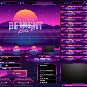 Retro 80's Twitch Overlay Package : Webcam, Screens, Panels, Alerts ...