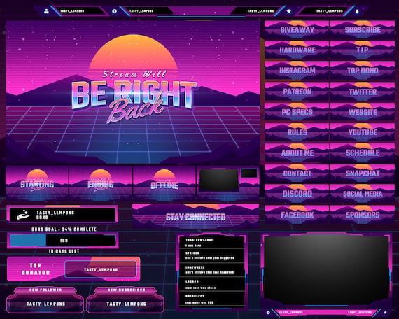 Retro 80's Twitch Overlay Package : Webcam Screens - Etsy