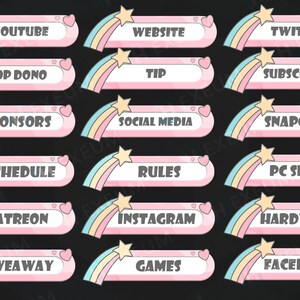 Cute Animated Twitch Overlay, Webcam, Screens, Panels, Alerts ...