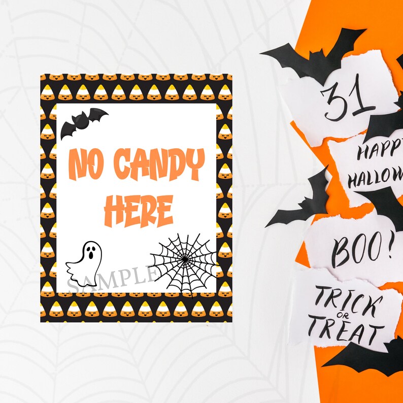 No Candy Here Door Sign, No More Candy Sign, Halloween Treat Sign ...