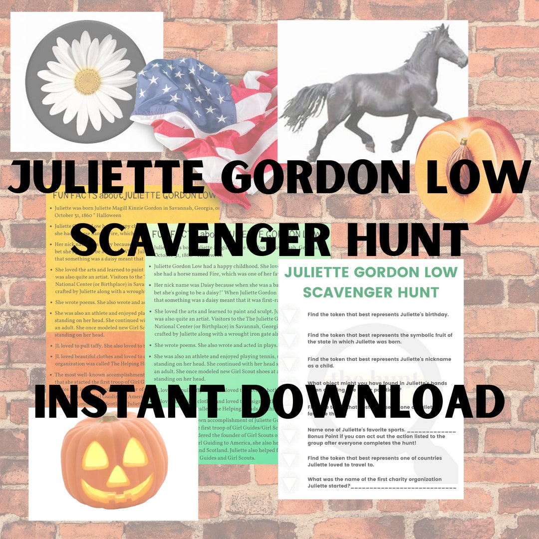 Juliette Gordon Low Scavenger Hunt Game: Girl Scout Activity (printable ...