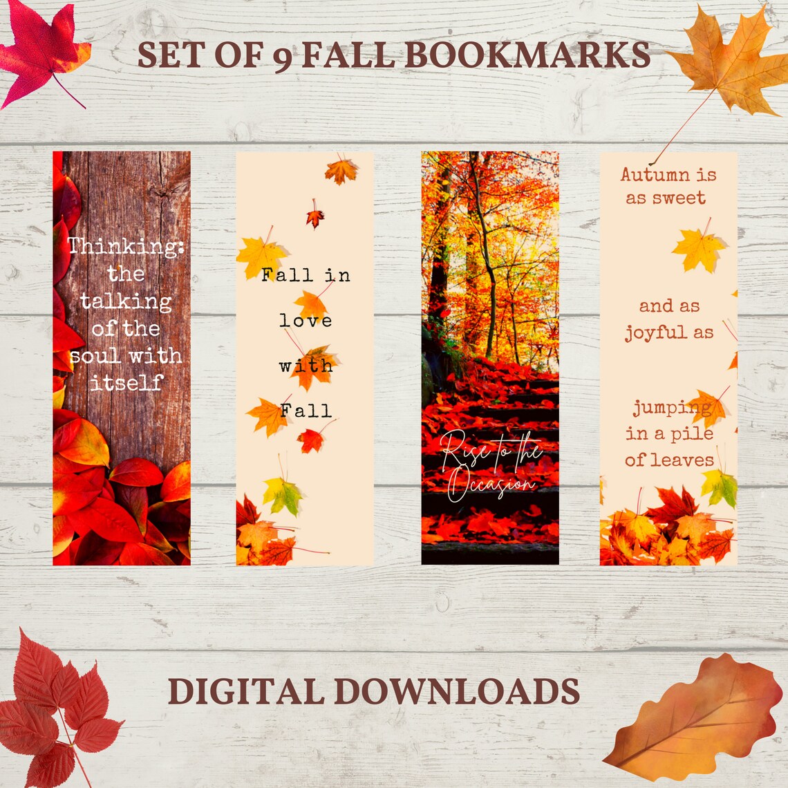 Fall Bookmarks Autumn Bookmarks Digital Bookmarks Digital - Etsy