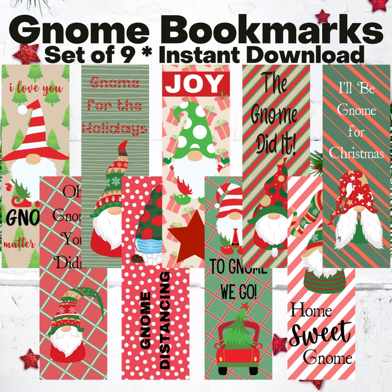 Christmas Gnome Bookmarks Gnome Funny Gnome Sayings Holiday - Etsy