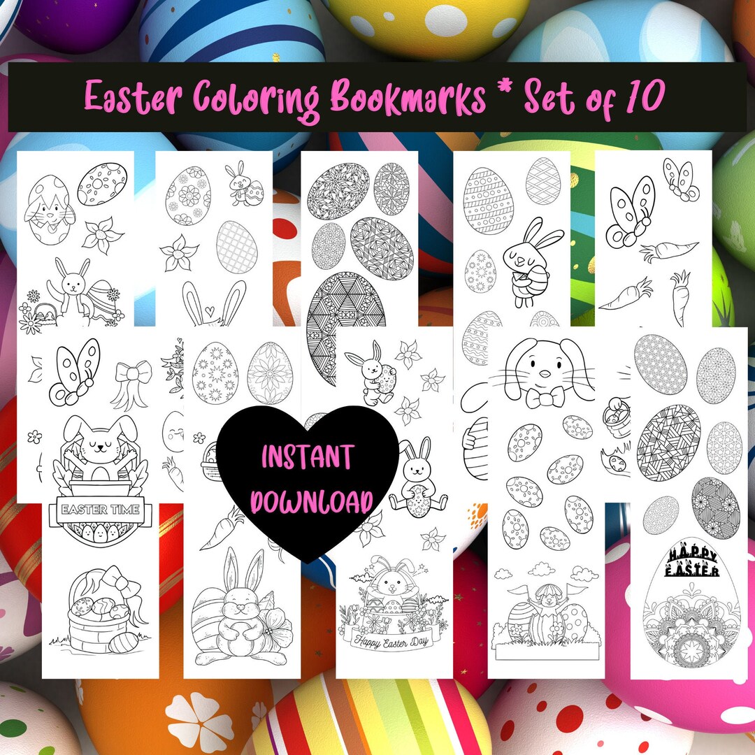 Easter Coloring Bookmarks, Doodle Easter Bookmarks, Easter Egg Coloring ...