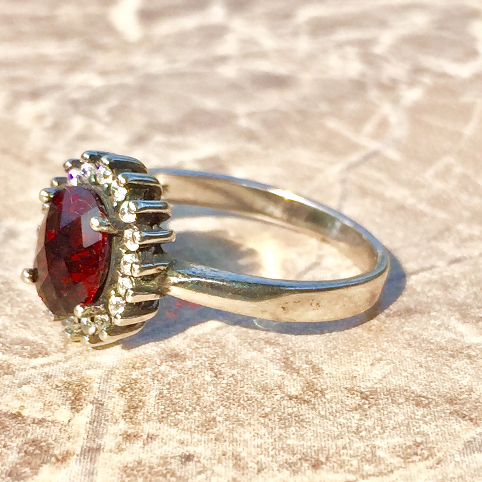 925 Sterling Silver Ring 8x6mm Oval Garnet Stone Ring Size - Etsy UK