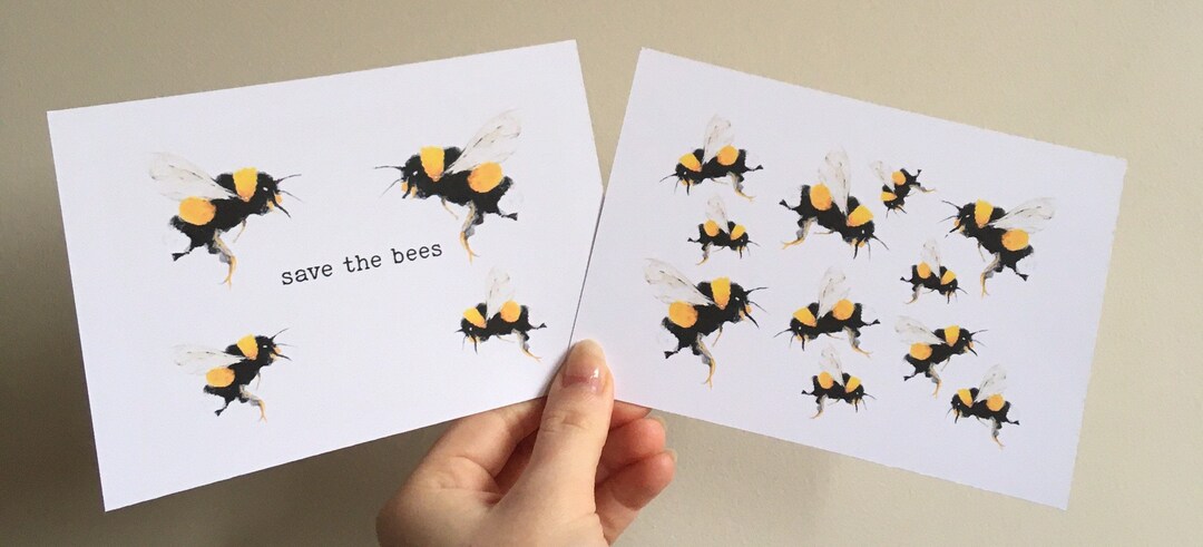 Save the Bees Postcards, Set of 4 A6 Postcards, Prints of Original ...