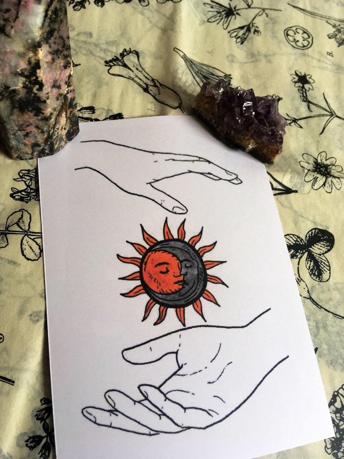 Sun and Moon Art Print A6, Gothic Witchy Pagan Artwork Illustration ...