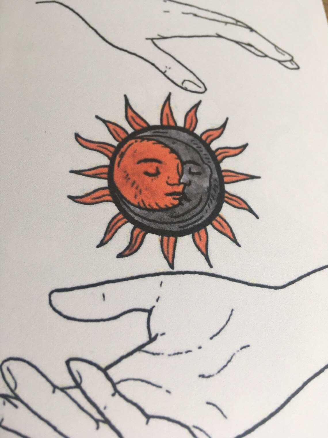 Sun and Moon Art Print A6, Gothic Witchy Pagan Artwork Illustration ...