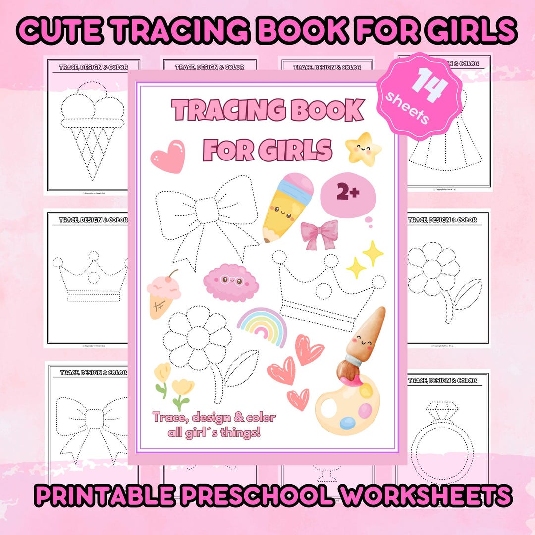 Worksheets for Girls Tracing Pages for Kids Printable Preschool ...