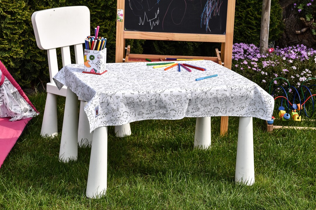 The Bunnies Washable Coloring Tablecloth With 12 Washable - Etsy