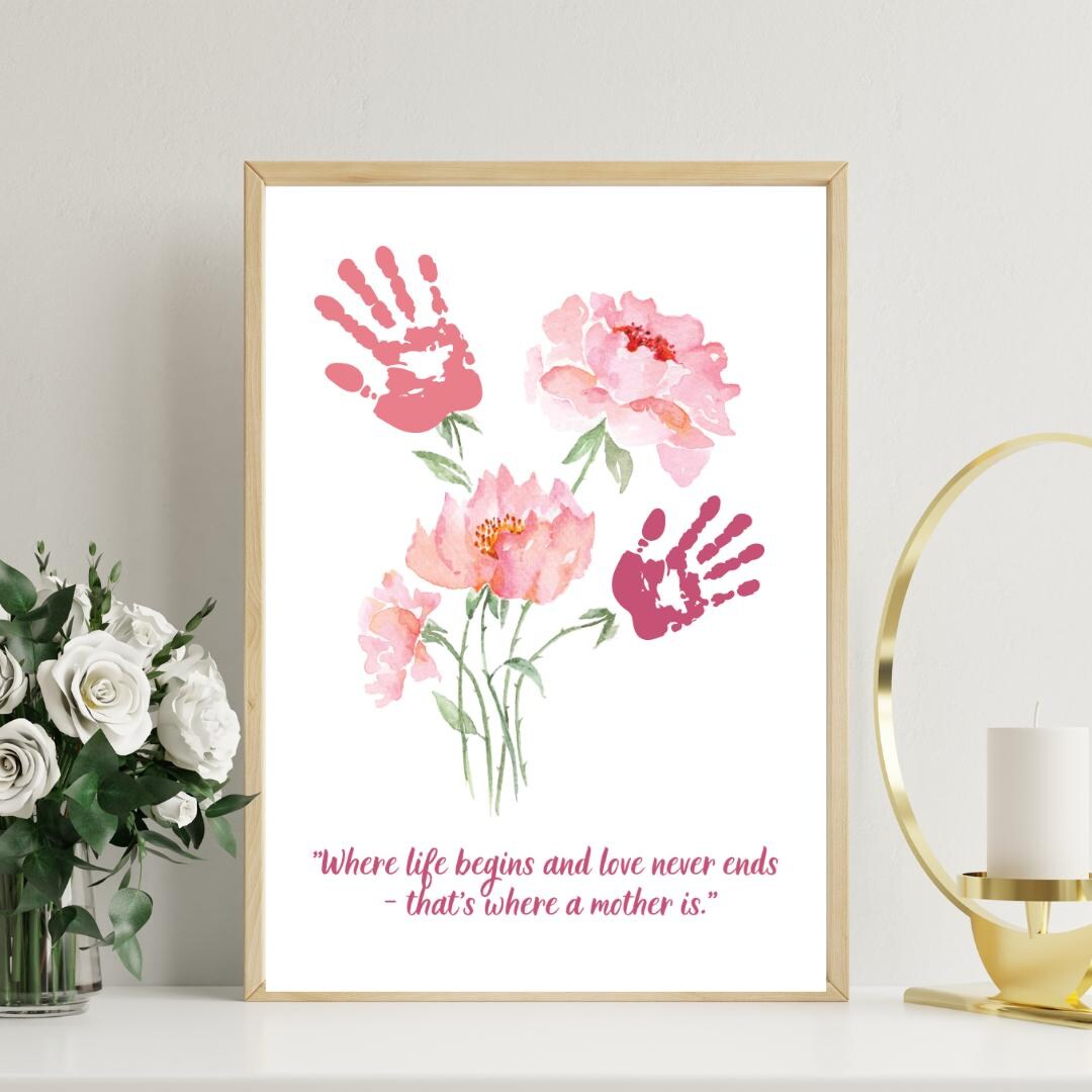 Mother's Day Flower Handprint Art: Kids Craft Gift (PDF) - Etsy