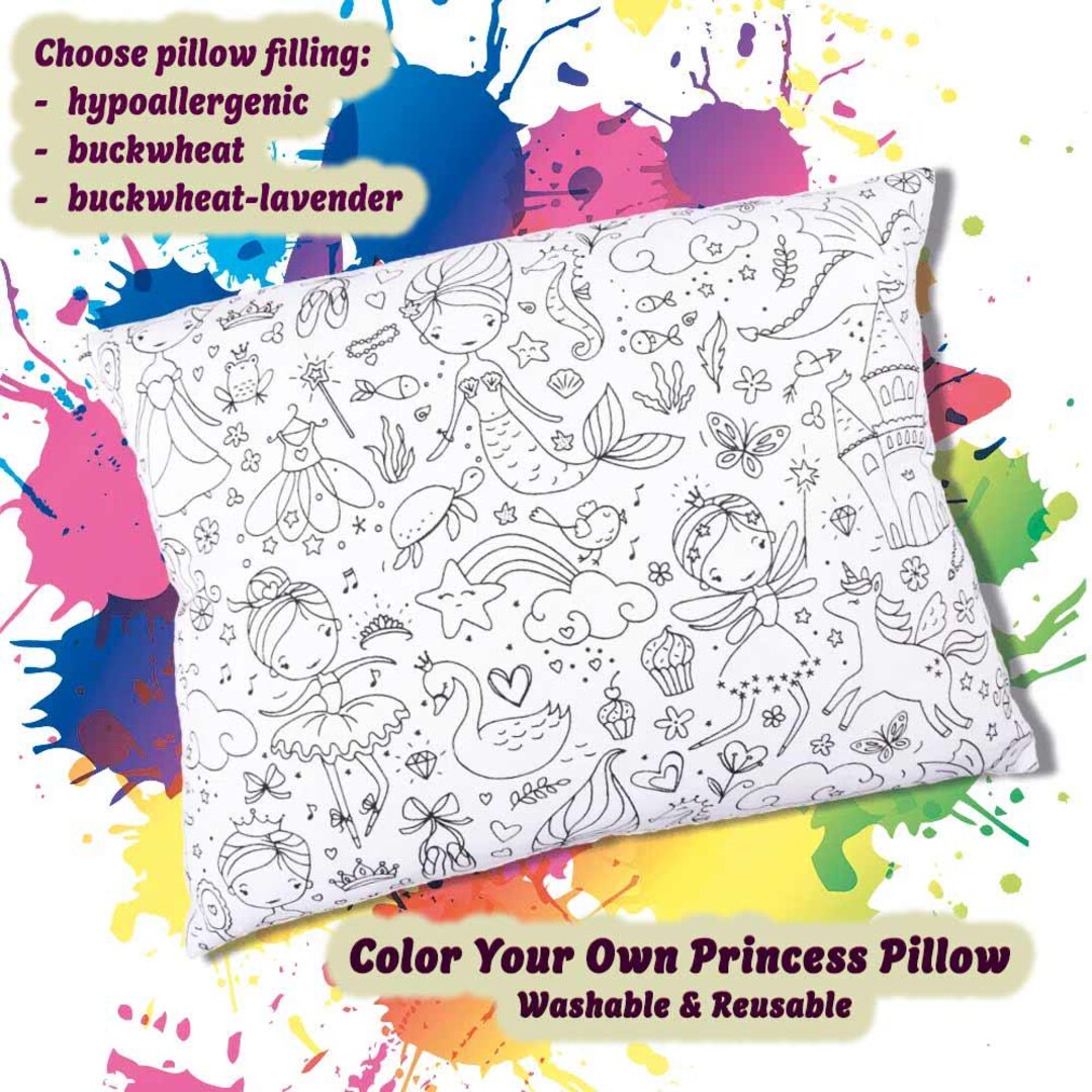 Princess Coloring Pillow – Washable Gift for Kids | Birthday, Christmas ...
