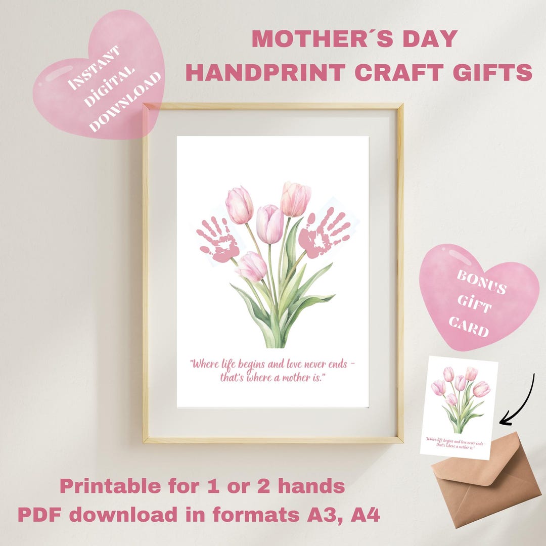 Mothers Day Printable Gift Flowers Handprint Kids Craft Gift for ...