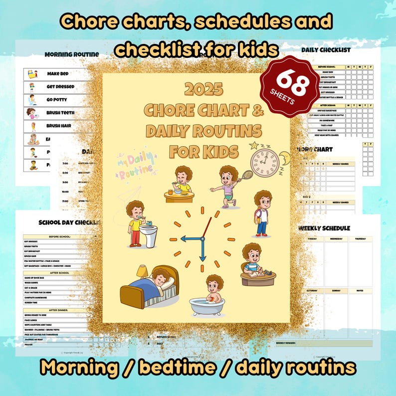 Kids Daily Routine Checklist: Chore Chart & Homeschool Planner ...