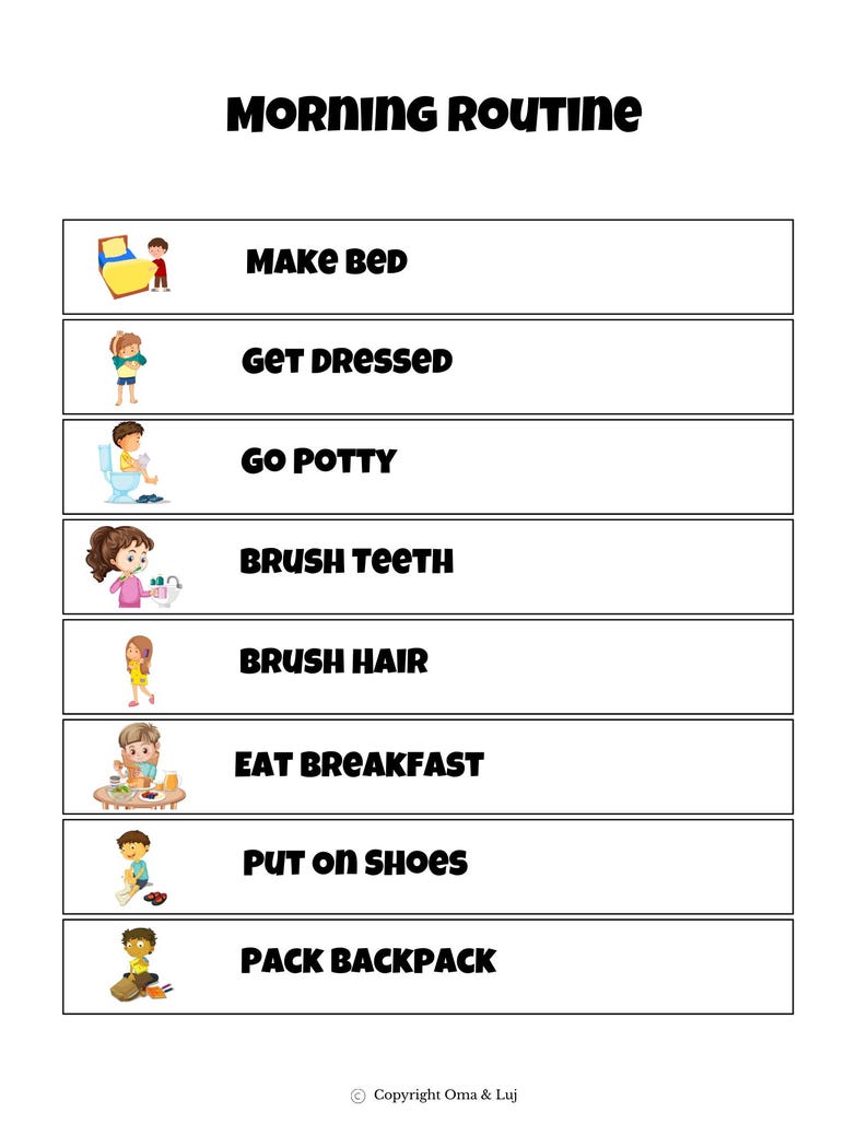 Kids Daily Routine Checklist: Chore Chart & Homeschool Planner ...