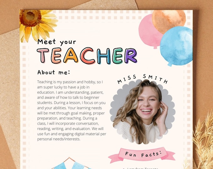 Editable Meet the Teacher Template, Pastel New Teacher Intro Printable ...